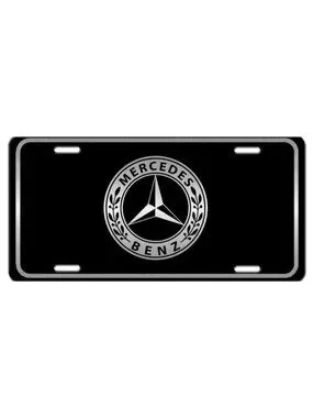 Accents | Vintage Mercedesbenz Logo On Black Metal Aluminum License ...